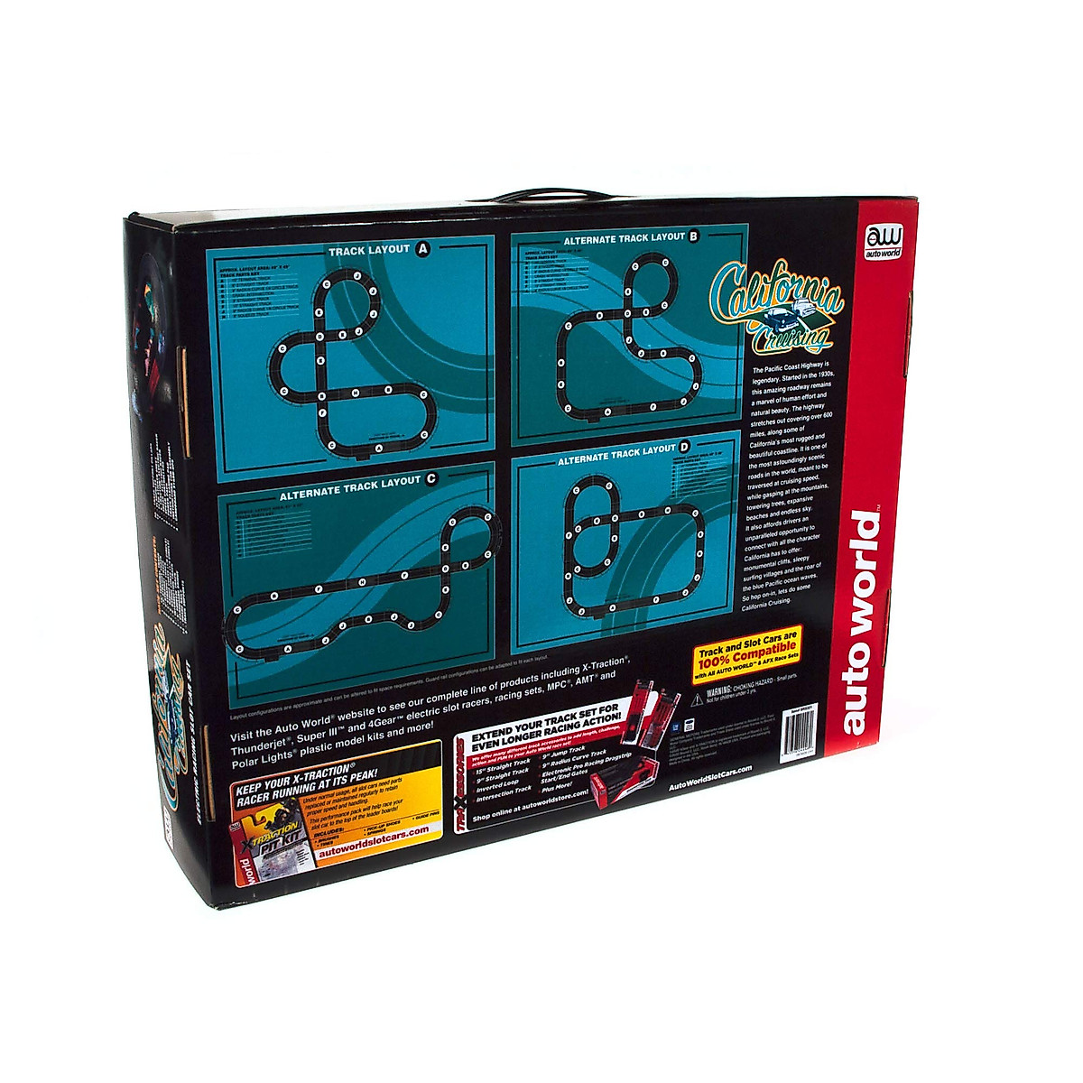 Round 2 14' California Cruising The Pacific Coast Highway Slot Race Set 1956 Ford F100 Pickup Truck (4Gear) 1955 Chevrolet Bel Air (Xtraction), Multicolor (SRS331)