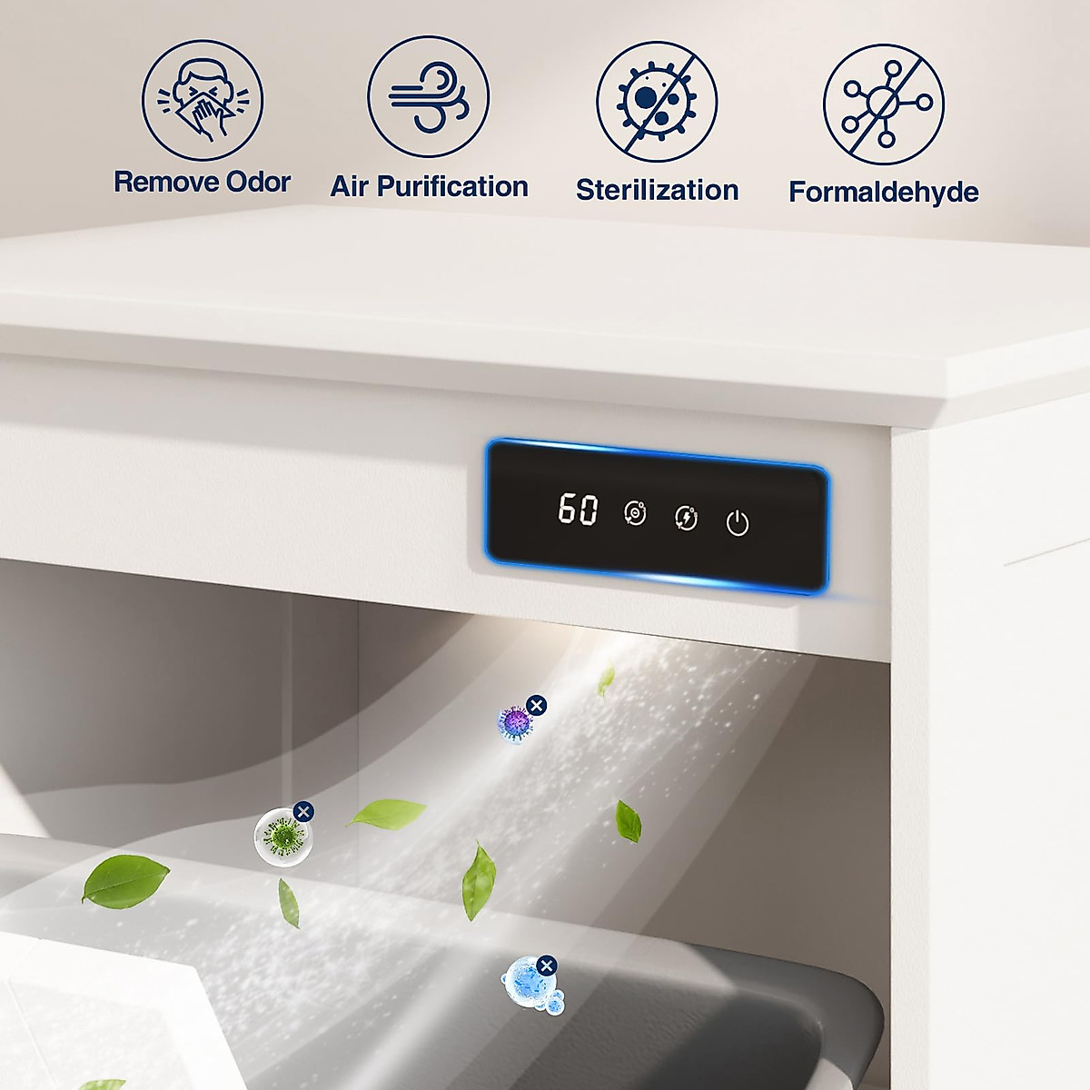 FiveWillowise Tilt Out Trash Cabinet, Kitchen Trash Can Cabinet w/Negative ion and deodorizing Function, Dog Proof 20 Gallon Garbage Can Cabinet for Kitchen, Bathroom, Living Room, White