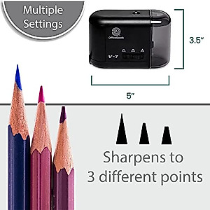 OfficeGoods Electric Pencil Sharpener - Battery or Cord Powered Portable Sharpener - Perfectly Sharpens Colored Pencils, Drafting Pencils for Artists, Office, School & Home - Black