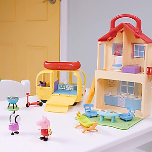 Peppa Pig Pop n’ Playhouse & Play n’ Go Campervan Combo Pack Playset, 15 Pieces - Includes 4 Character Toy Figures Plus Accessories - Toy Gift for Kids - Ages 2+