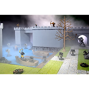 Monster Adventure Terrain- 128pc Painted Castle Expansion Set w Baseplate- Fully Modular & Stackable 3-D Tabletop World Builder, Compatible w DND Dungeons Dragons, Pathfinder, All RPG Game, Gift