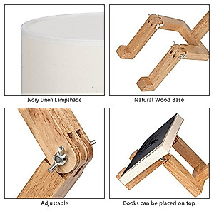 HAITRAL Bedroom Table Lamp - Fun Desk Lamps with Wooden Base Unique Table Lamps for Kids Room, Living Room, Bedroom, Office, Reading Room