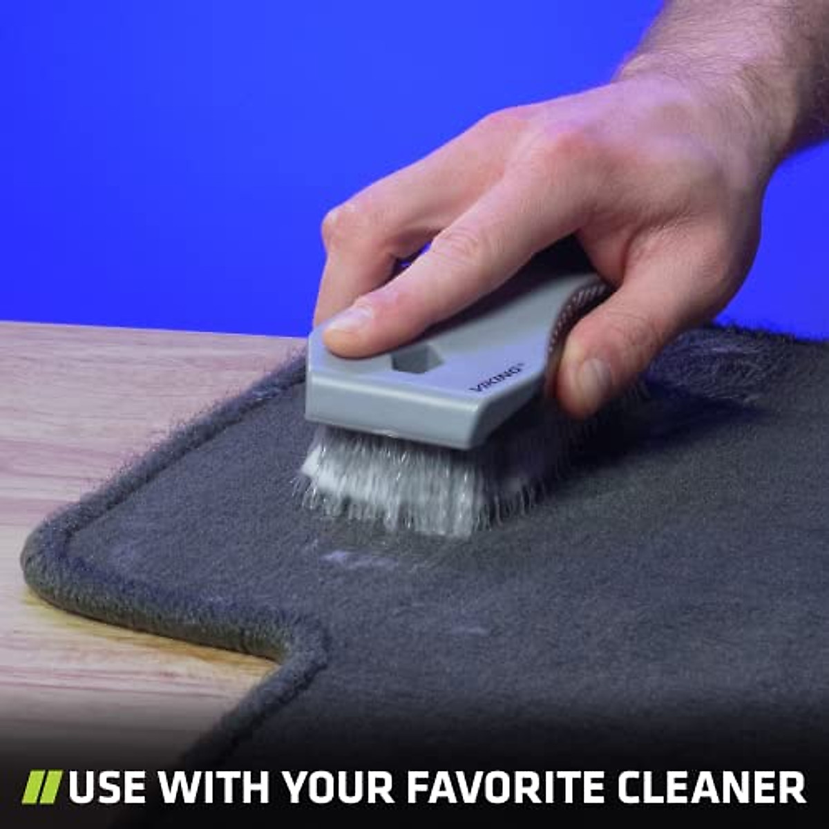 VIKING Carpet Cleaning Brush, Scrub Brush for Floor Mats, Cleaning Brush for Car and Home, Grey, 6.4 inch x 2.8 inch x 1.8 inch