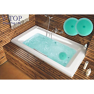 V-TOP Tub Stopper 2 Pack, 6 inches Large Silicone Drain Plug Hair Stopper Flat Suction Cover for Kitchen Bathroom Gadgets and Accessories (Green Transparent)