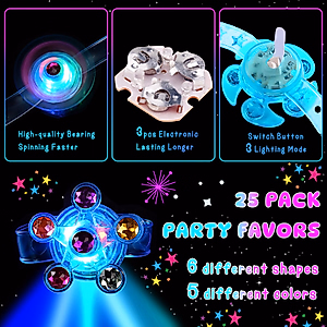 BEIKEETOO 25 Pack LED Fidget Spinner Bracelets Light Up Party Favors for Kids 4-8-12 Valentines Goodie Bag Stuffers Glow in the Dark Party Supplies for Birthday Party Favors