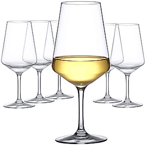 Amazing Abby - Sherry - 20-Ounce Unbreakable Tritan Wine Glasses (Set of 6), Plastic White Wine Glasses, Reusable, BPA-Free, Dishwasher-Safe, Perfect for Poolside, Outdoors, Camping, and More