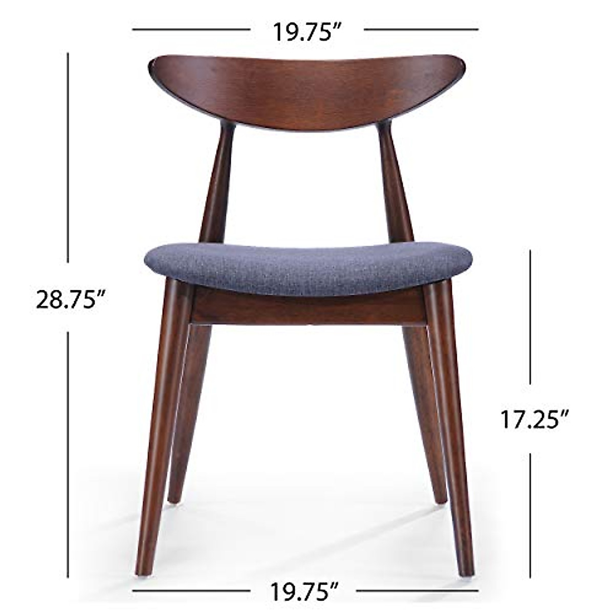 Christopher Knight Home Barron Fabric and Walnut Wood Dining Set, 5-Pcs Set, Charcoal