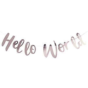 Ginger Ray Rose Gold Hello World Scripted Baby Shower Bunting Banner - Hello World