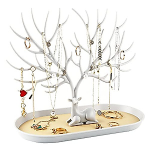 MORE&LESS Antlers Jewelry Display Stand,Tree Tower Rack Hanging Organizer for Ring Earrings Necklace Bracelet