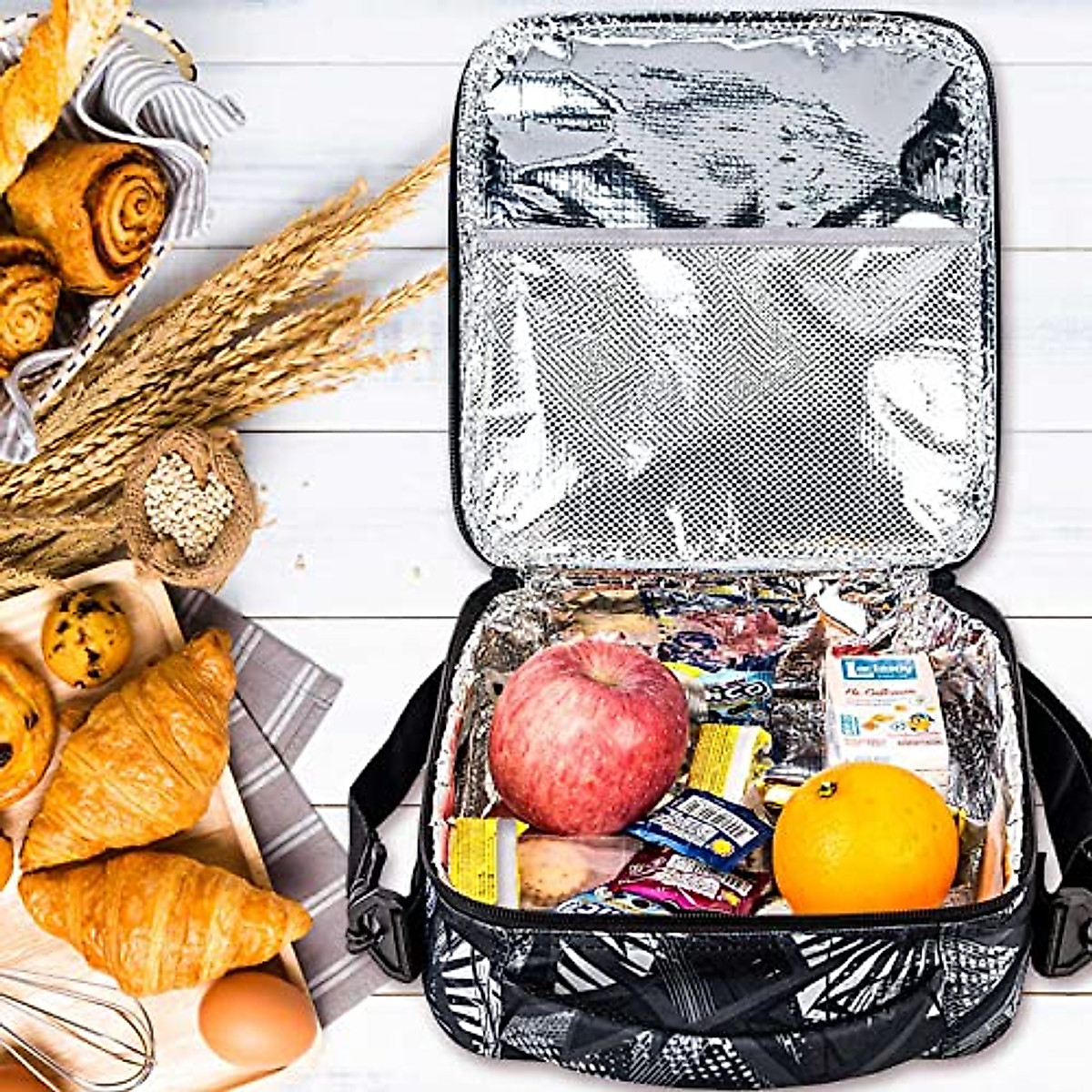 ZLYERT Laptop Backpack, 16 Inch School Bag College Bookbag, Anti Theft Daypack Bags and Lunch Bag Set, Water Resistant Backpacks for Teens Boys Men Students (Black