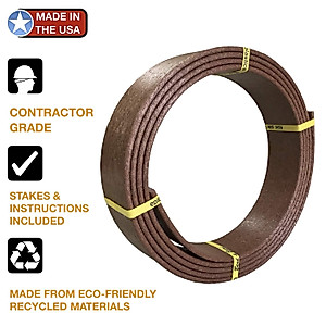 USA Made - Heavy Duty Landscape Edging, Garden Planter & Pathway Bender Board Edge Border Kit - Thick Terrace Board 3.3" H x 16'ft L - Includes 4 Stakes