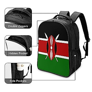 Kenyan Flag 16 Inch Backpack Laptop Bag Casual Daypack for Traveling Camping Shopping