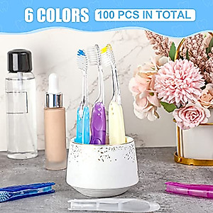 Nuogo 100 Pieces Travel Toothbrushes Folding Tooth Brush Portable Soft Collapsable Toothbrush Bulk for Kids Adult Camping Hiking Travel Supplies, 6 Colors