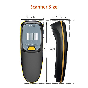 Rabitpos Pocket 1D 2D Barcode Scanner, Handheld Mini QR Code Scanner,3-in-1 Bluetooth & USB Wired & 2.4G Wireless Cordless Image Reader for Windows Tablet iPhone iPad Android POS System