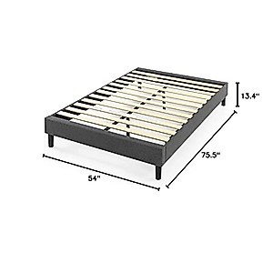 ZINUS Curtis Upholstered Platform Bed Frame / Mattress Foundation / Wood Slat Support / No Box Spring Needed / Easy Assembly, Grey, Full