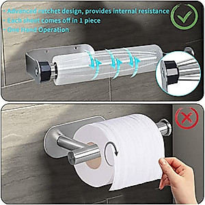 Paper Towel Holder Under Cabinet with Damping Effect, Brushed Nickel Single Hand Operable Self-Adhesive or Drilled Under Counter Paper Towel Holder Wall Mount for Kitchen Bathroom - Silver