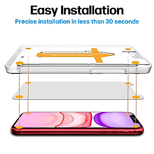 Power Theory Designed for iPhone 11, iPhone XR Screen Protector Tempered Glass [9H Hardness], Easy Install Kit, 99% HD Bubble Free Clear, Case Friendly, Anti-Scratch, 2 Pack