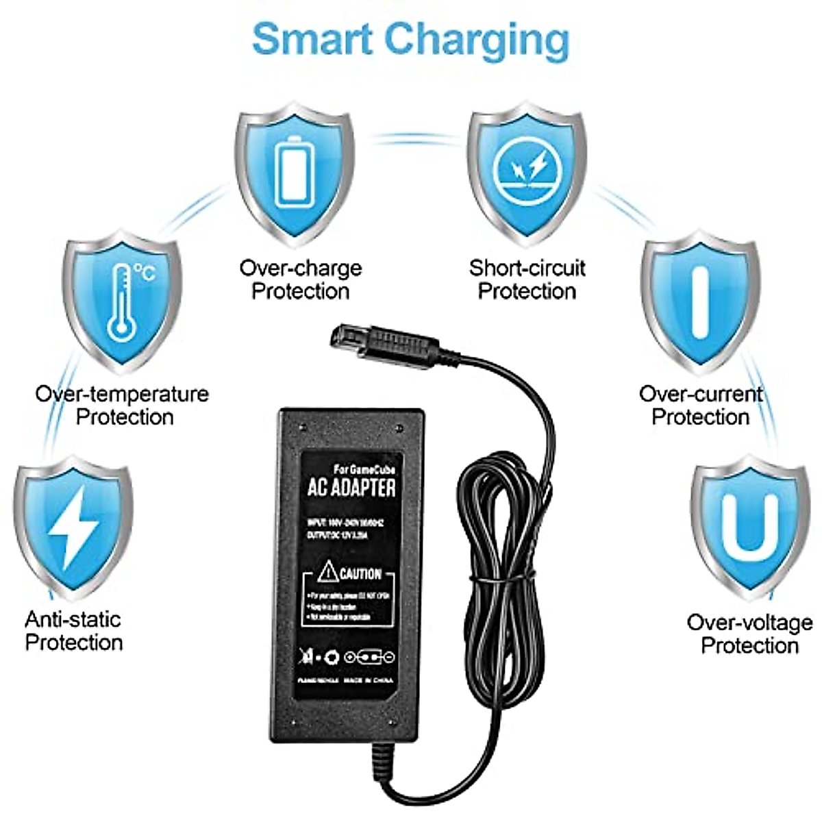 NOVEMS Gamecube AC Power Supply Adapter, Gamecube Power Cord, Compatible with Nintendo Gamecube NGC System (without av cable)
