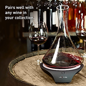 LEVARE Electric Aerator and Glass Decanter Set, Smart Swirl Aerating Base Ages Wine in Minutes, Premium Aeration for Sommeliers, Wine Enthusiasts (Piano Black)