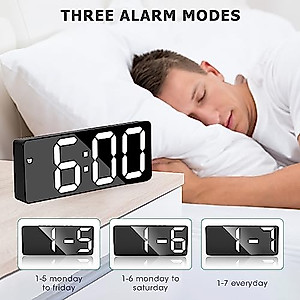 RuiLa Digital Alarm Clock - LED Clock Large Display for Bedroom, Desk, and Office - Temperature Display, Adjustable Brightness, Voice Control, 12/24H Display - USB and Battery Operated (Black)