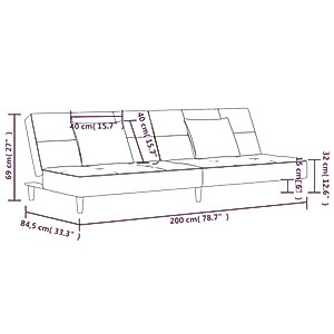 FANCUF The 2-seat Sofa Bed Comes with Two Light Gray Cushions for A Moderns Living Room Sofa Comfort Styles Sofa