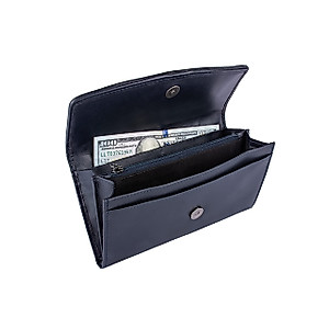 Zinda Genuine Leathers Women’s Wallet Long Purse Flap Over RFID Protection Quilted (Navy)