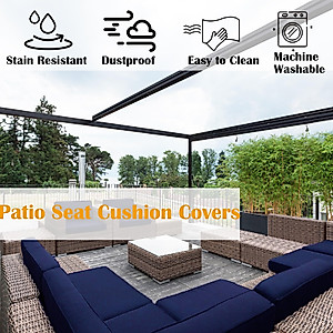 SK Studio Patio Cushion Covers Replacement, 2 Pack Waterproof Outdoor Furniture Seat Cushion Slipcover with Zipper for Garden and Backyard, Red 2