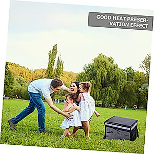 MUSISALY 1pc Box Takeaway Box Backpack Coolers Insulated Casserole Carrier Pizza Container Large Insulated Lunch Takeaway Container Large Container Tote Lunch Aluminum Black