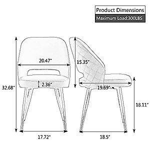JUFU Dining Chairs Set of 4 Teddy Fleece Chair, Modern Side Chairs Upholstered Dining Room Chairs with Soft Cushion Seat & Gold Metal Legs Mid Century Chairs for Dining Room/Living Room/Kitchen