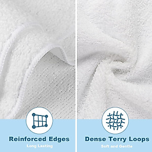 HOMEXCEL Microfiber Washcloths Towel Pack of 50, 12" x 12" Highly Absorbent and Soft Face Towels Wash Cloths for Bathroom, Gym, Hotel and Spa, Fast Drying Multi-Purpose Cleaning Cloth, White