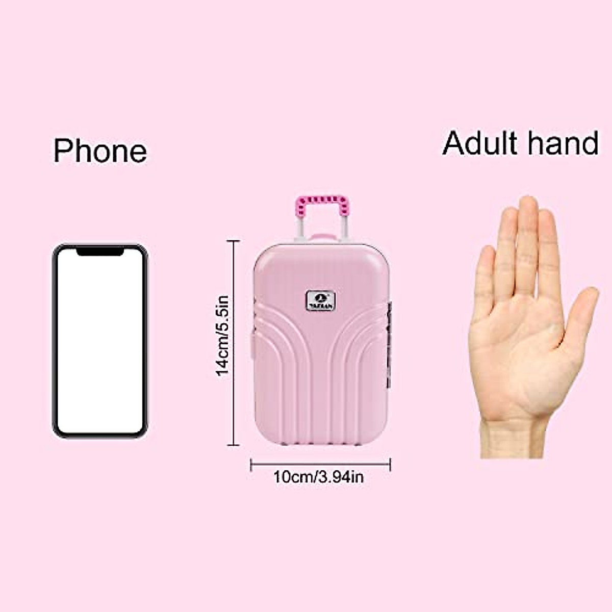 Doll Accessories Carry On Suitcase for Doll Suitcase Luggage Mini Travel Suitcase for 18 Inch Girl Doll Travel Gear Mini Trolley Case Doll Carrier Storage Miniature Suitcase Doll Playsets
