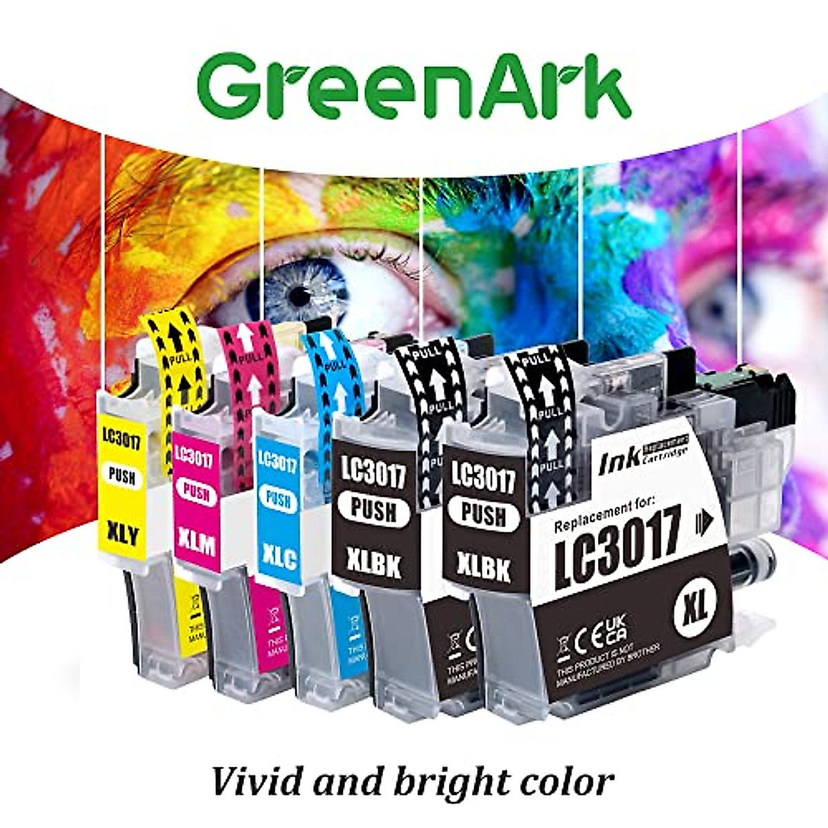 GreenArk Compatible Ink Cartridges Replacement for Brother LC3017XL LC-3017XL (BK/C/M/Y) High Yield Color Ink 5-Pack Work with Brother MFC-J6930DW MFC-J5330DW MFC-J6530DW MFC-J6730DW Printers