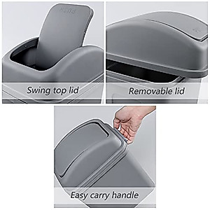 Cand 4 Pack 7 Liter Swing Top Trash Can, 1.8 Gallon Plastic Garbage Can, Gray Dustbin