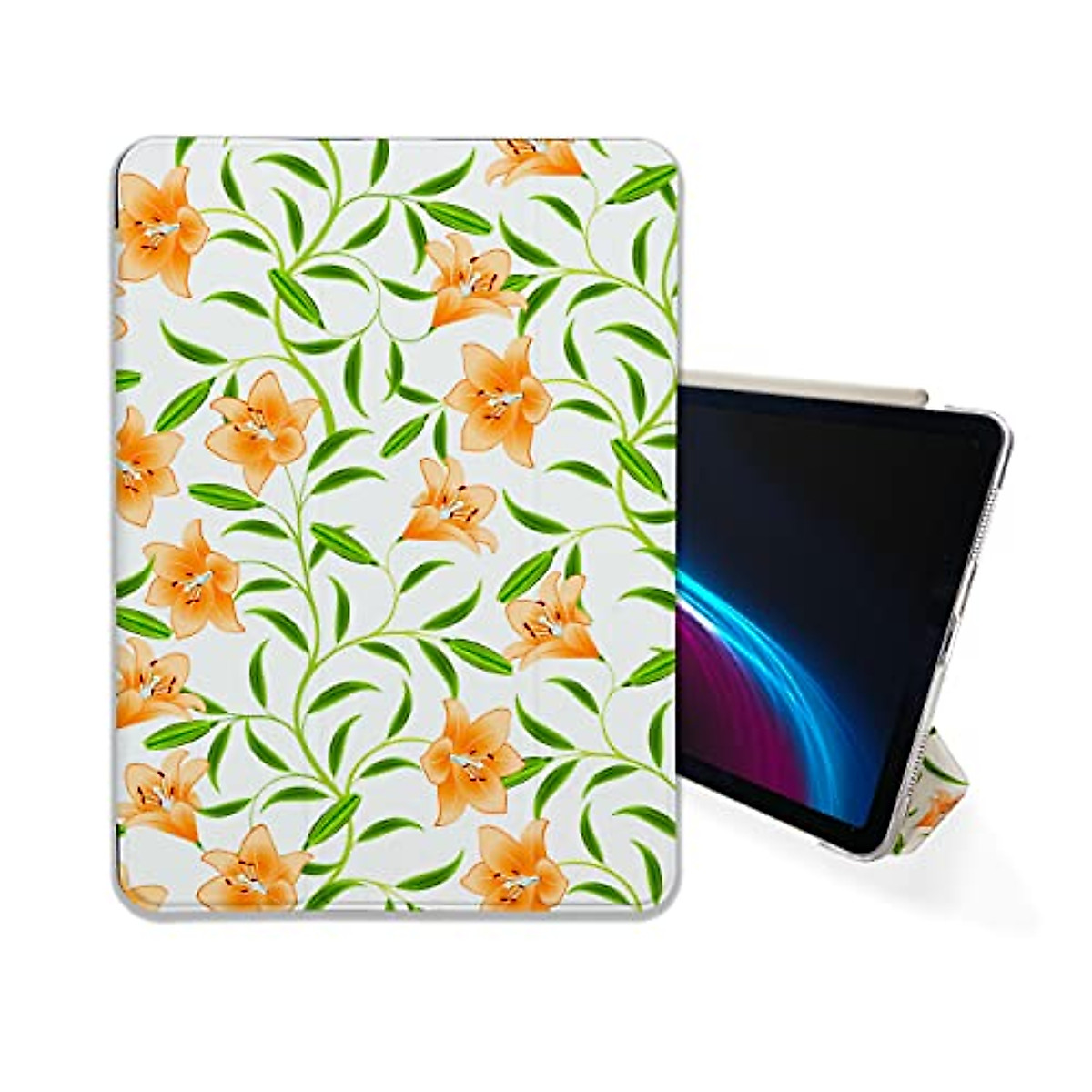 Kawaii Orange Flowers Cute case Compatible with iPad Mini Air Pro 7.9 8.3 9.7 10.2 10.9 11 12.9 inch Pattern Cover New 2022 2021 Trifold Stand 3 4 5 6 7 8 9 Generation 521 (10.2" 7/8/9 gen)