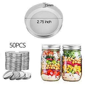 meiyimaoyi 50Pcs 2.75inch Mason Jar Lids Regular Mouth,Lids Leak Proof Secure Mason Storage Solid Caps, 100% Fit & Airtight for Regular Mouth Mason Jars Yogurt Iidss,Canning lidss
