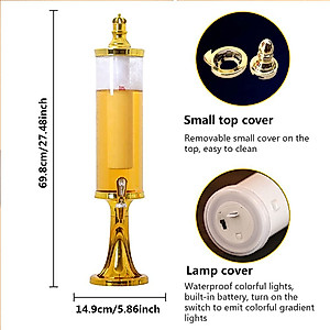 3L Beer Tower Beverage Dispenser with LED Colorful Shinning Lights and Ice Tube, Keep Beverages Ice Cold, Clear Fashionable Drink Dispenser for Home/Bar/Party/Gameday…