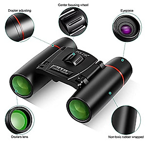 POLDR 12X25 Small Binoculars with Clear Vision, Pocket Binoculars Compact for Adults Theater Concert Opera Travel Bird Watching