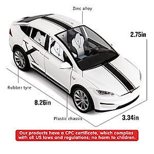 BDTCTK 1/20 Scale Car Model X Toy Zinc Alloy Casting Pull Back Vehicles with Sound and Light Toys for Kids Boys and Girls Gifts (White)