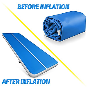 LYYNTTK 20x6ft Inflatable Air Gymnastics Tumbling Mat ，Gymnastics Tumbling Mat Inflatable Tumble Track with Electric Air Pump for Home Use/Tumble/Gym/Training/Cheerleading