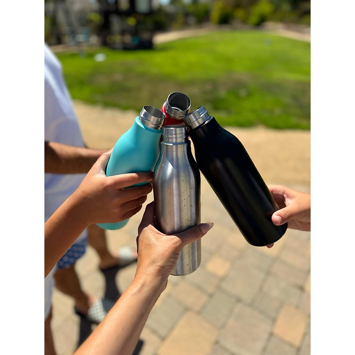 LaserGram Double Wall Stainless Steel Water Bottle, Ladybug, Personalized Engraving Included (Red)