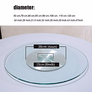 24 inch Kitchen Lazy Susan Turntable with Aluminum Base , Round Table Service Tray, Heavy Duty Non-Skid, Large Glass Turntable，Thick: 10mm