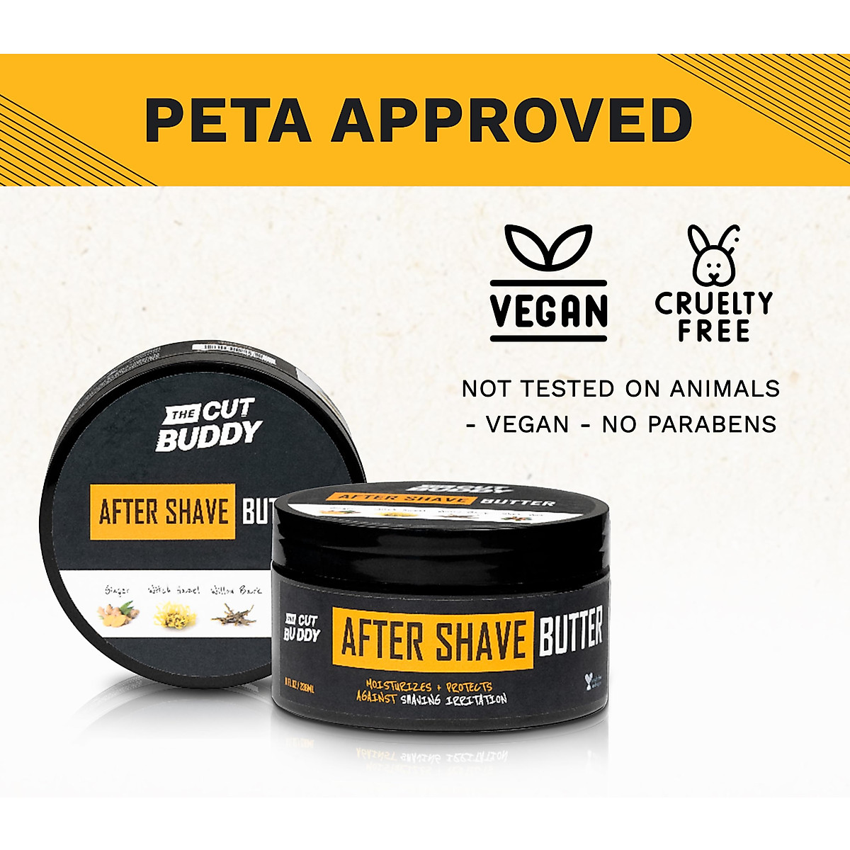 The Cut Buddy After Shave Butter for Men & Women, Moisturizer with Shaving Razor Bump Defense, Witch Hazel, Shea Butter, Ginger & Willow Bark, 8 Fl Oz