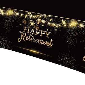 Suhelkit 3 Pack Retirement Decorations Party Supplies Tablecloth - Happy Retirement Decorations Table Cover for Men Women, Gold Black Retirement Party Decorations Table Cloth,54in x 108in