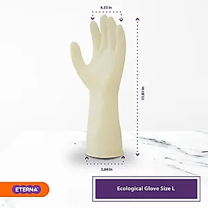 ETERNA Ecological Gloves, Gloves for Kitchen and Household Cleaning, Excelent Grip, Eco-Friendly, 100% Natural, Size L, 2.12 Oz