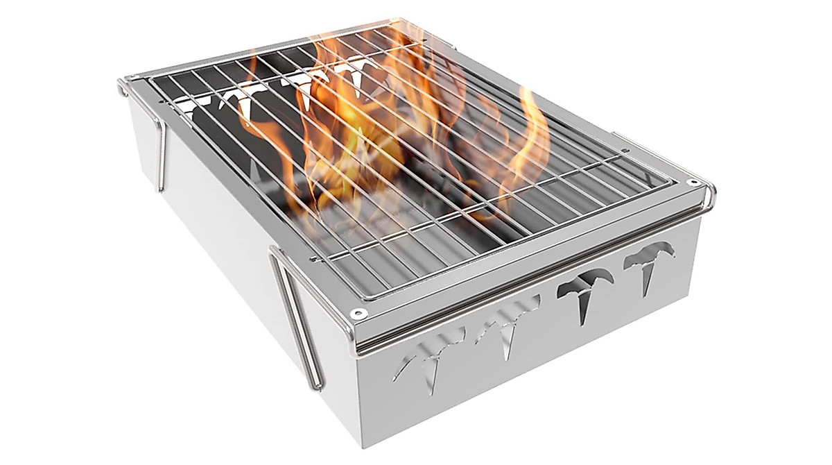 Portable Outdoor Gas & Charcoal BBQ Grill - Foldable Stainless Steel