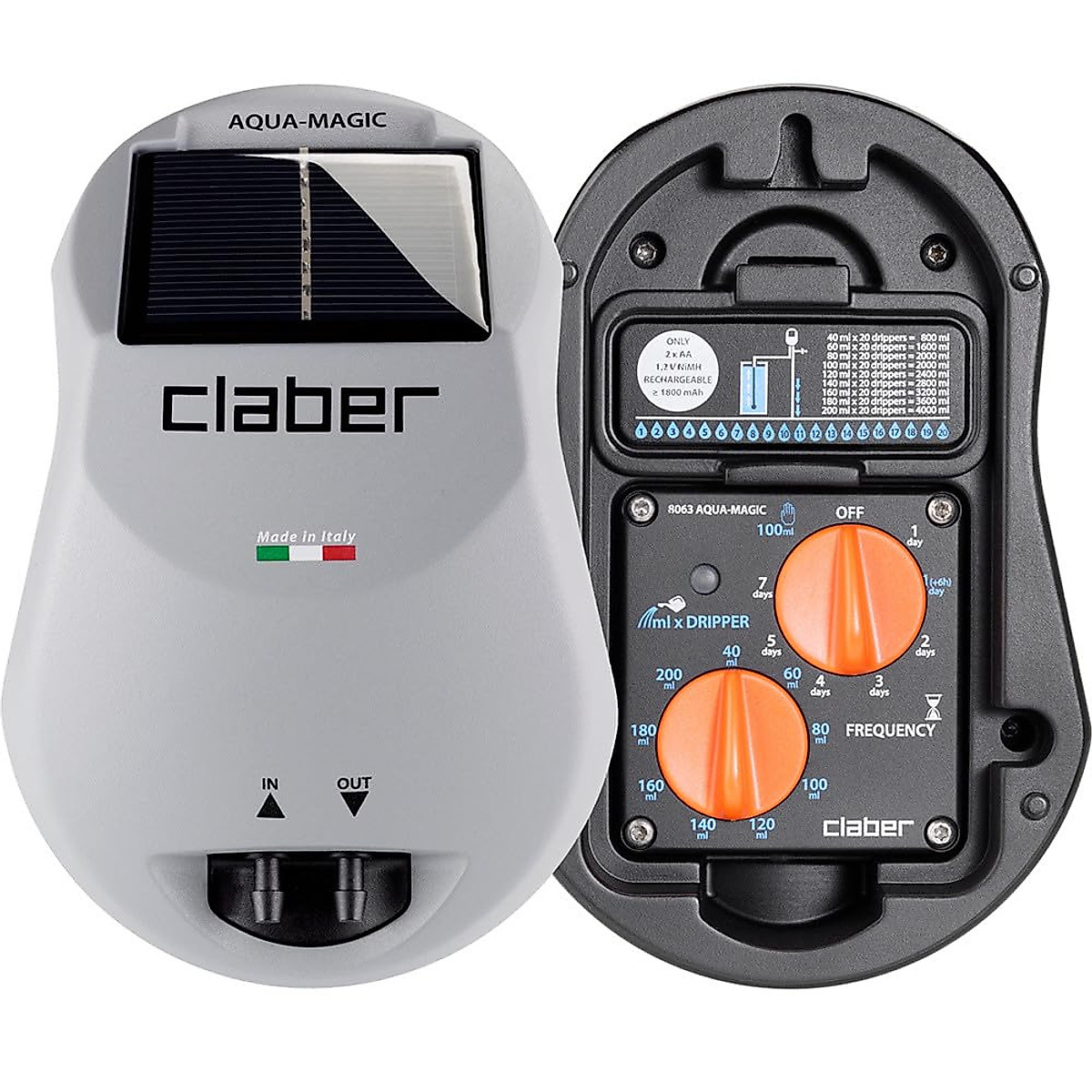 Claber Aqua Magic Solar Drip Irrigation System, Automatic Solar Watering System for Outdoor Plants, up to 20 Plants Solar Irrigation System for Garden, Solar Powered Drip Irrigation System, no Faucet