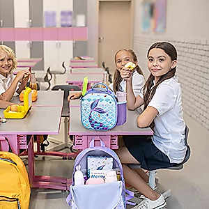 WERNNSAI Mermaid Lunch Bag - 3D Insulated Lunch Box for Girls School Picnic Shopping Lunch Shiny Crossbody Waterproof Reusable Lunch Thermal Tote Handbag with Detachable Strap
