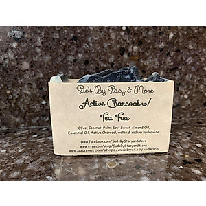 Suds By Stacy and More Active Charcoal and Tea Tree Oil Homemade Soap Bar (One 4 oz bar)