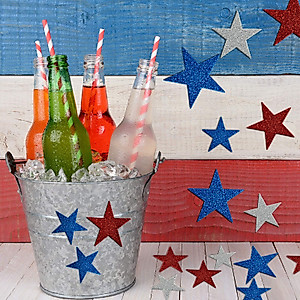 200 Pcs Patriotic Stickers Glitter Star Foam Sticker 4th of July Stickers Self Adhesive Small Star Stickers Independence Day Handmade Decors for 4th of July Decor Kid's Arts Craft Supplies