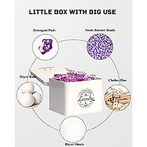 Laundry Pods Container with Hinged Lid. Farmhouse Metal Laundry Pods Holder Container for Laundry Room Decor. Modern Laundry Room Organization and Storage. Laundry Detergent Container for Laundry Room Storage(Cream)